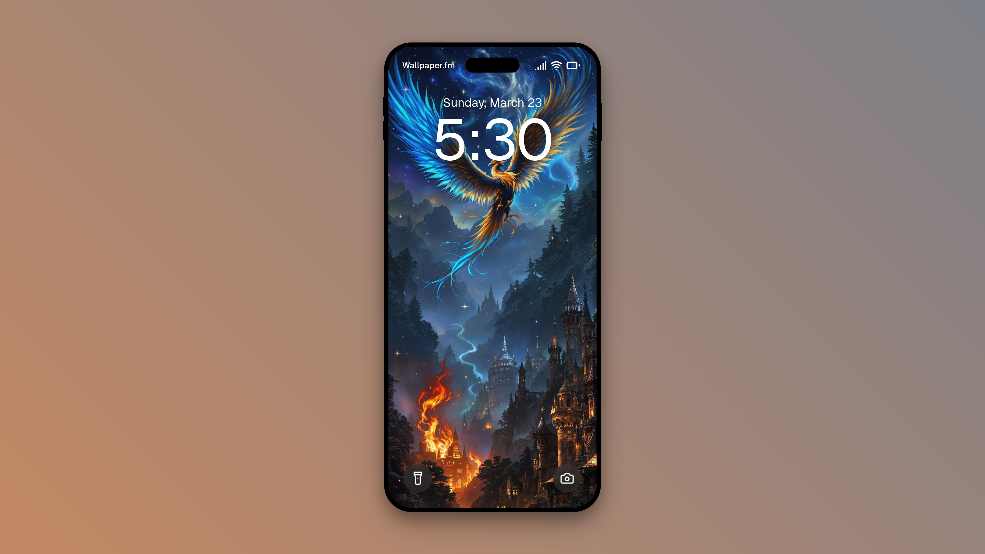 Mystical Phoenix Over Enchanted Forest